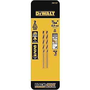 DEWALT DW1107 7/64-Inch Black Oxide Split Point Twist Drill Bit (2-Pack)
