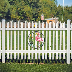 Vidduo Flamingo Metal Wall Art Hanging Décor for Indoor Outdoor, Flamingo Wall Plaque Hanging Artwork Garden Statues and Sculptures Wall Mural Yard Garden Decor for Home Room Door Patio Yard, 13"