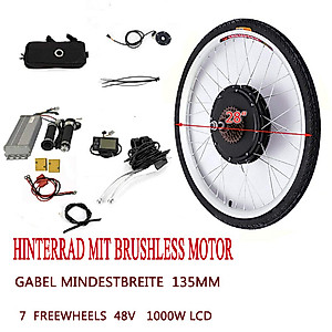 TFCFL 28'' Electric Bicycle Kit,Rear Wheel 48V 1000W E-Bike Conversion Kit with LCD Display,Cycling Hub Motor with Intelligent Controller
