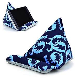 Fabric Phone Stands, Phone Pillow Holder for iPhone X iPhone 13, Handmade Phone Bean Bag Cushion for Desk (Blue)