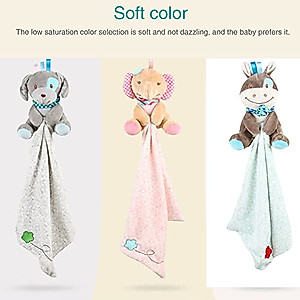 Cute Dog Security Blanket for Newborn Baby Boy Girl 0-36 Months, Unisex Soft Deer Soothing Blanket Elephant Baby Towel Baby Blanket with Stuffed Animal, 11.6 x 11.6 Inch