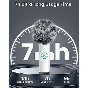 Kingwell Wireless Lavalier Microphone for iPhone, 2 Mini Microphones with Clearer Audio, Wireless Lapel Microphone for Video Recording, Interview, Vlog (White)