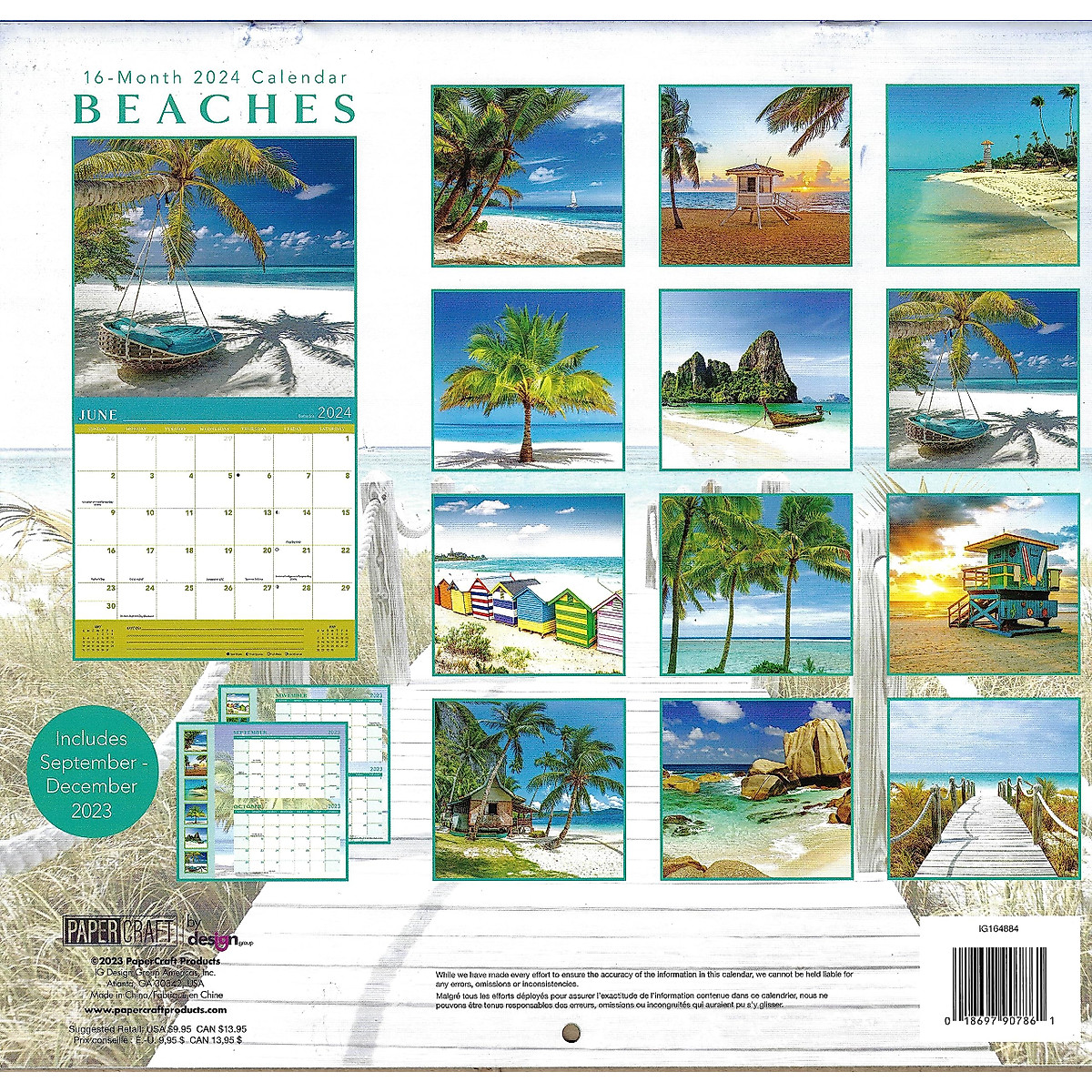 Beaches 2024 Full Size Wall Calendar for Planning, Scheduling, and Organizing