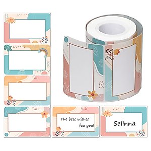 300 Pcs Boho Name Tag Stickers Self Adhesive Colorful Name Labels for Kids Nametags Labels for Classroom,Teachers,Office,Home .4 Different Designs 3.5"X 2.25"
