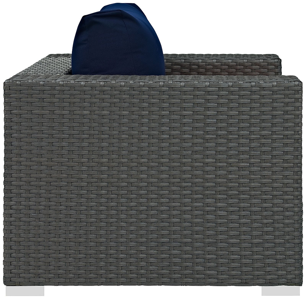 Modway Sojourn Wicker Rattan Outdoor Patio Sunbrella Fabric Armchair in Canvas Navy