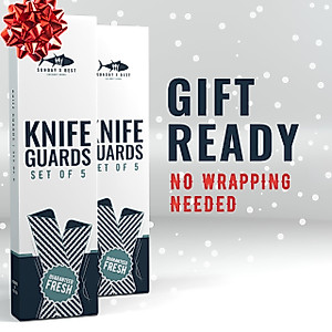 Set of 5 Knife Guards - Protective Knife Sheaths with Felt-Lined Interior for Sharp Blades, Textured Grip for Easy Handling, Fits variety of chef & kitchen Knife sizes