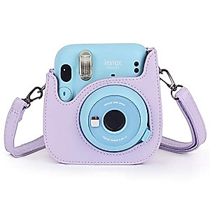 Phetium Instant Camera Case Compatible with Instax Mini 11,PU Leather Bag with Pocket and Adjustable Shoulder Strap (Lilac Purple)