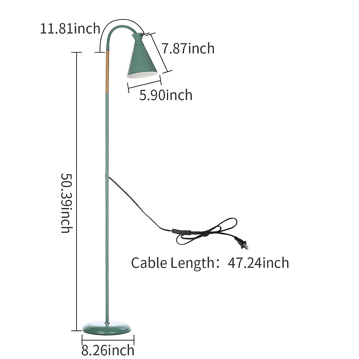 Gupuzm Gooseneck Floor Lamp Swing Arm Adjustable 360° Rotating Metal Bracket Lamp, Indoor Reading Lighting Dimming Floor Lamp Minimalist Style, Suitable for Living Room,Study, Bedroom, Office