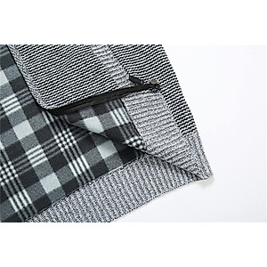 Men Full Zip Casual Knitted Cardigan Slim Color Block Fleece Lined Sweaters Stand Collar Winter Warm Thick Sweater (Grey,3X-Large)