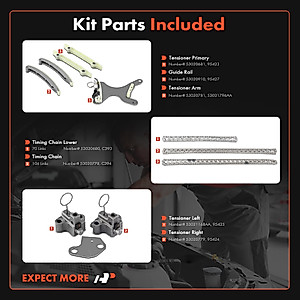 A-Premium 10PCS Engine Timing Chain Kit [fits SOHC, 8Cyl 4.7L] Compatible with Dodge Dakota 00-07, Durango 2000-2008, Ram 1500 02-07 & Jeep Commander, Grand Cherokee 99-06 & Mitsubishi Raider 06-07