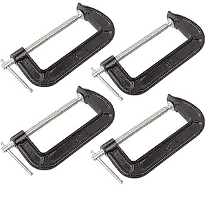 C Clamp 6 inch, 4 pieces Heavy Duty C-Clamp with Sliding Bar, Malleable Iron C Clamps Set for Woodworking, Welding, Automotive Repair, 2-5/8-Inch Throat Depth, 6-Inch Jaw Opening