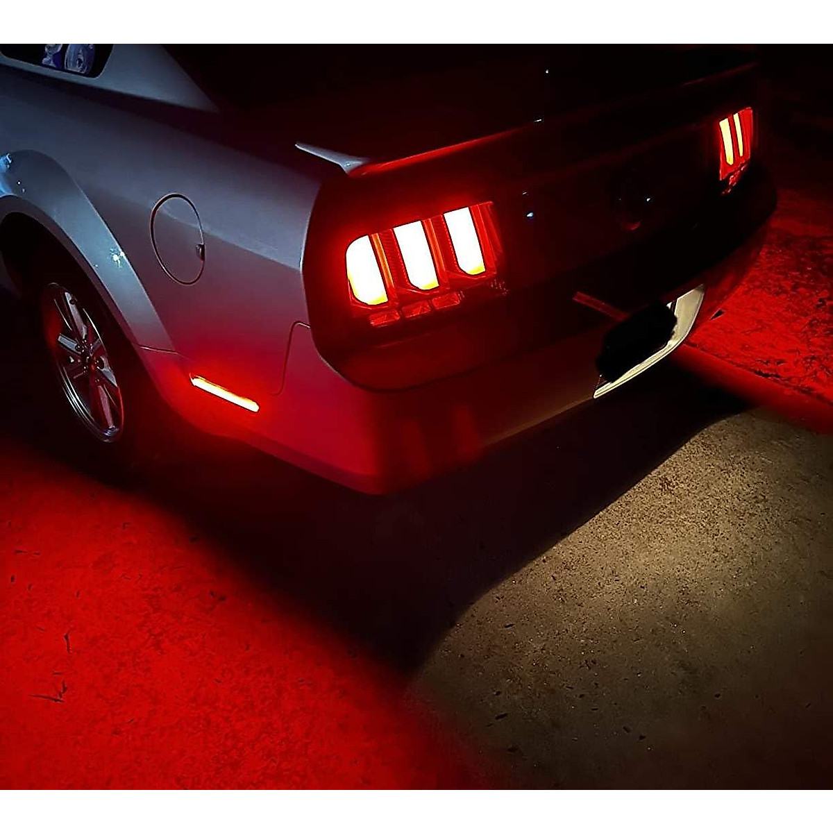 iJDMTOY Smoked Lens Red Full LED Rear Side Marker Light Kit Compatible With 2005-09 Ford Mustang, Powered by 54-SMD LED, Replace OEM Back Sidemarker Lamps