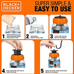 Fly Catcher Bottle- Outdoor Reusable Hanging Fly Trap- Add Water to Catch House & Horse Flies in Garden, Backyard & Barn, 25-Gram Clear Trap, 3 Pack