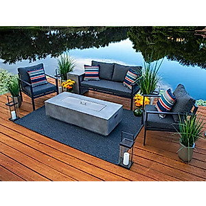Juno 4 Piece Outdoor Furniture Conversation Set with 56" Rectangular Propane Gas Fire Pit Table