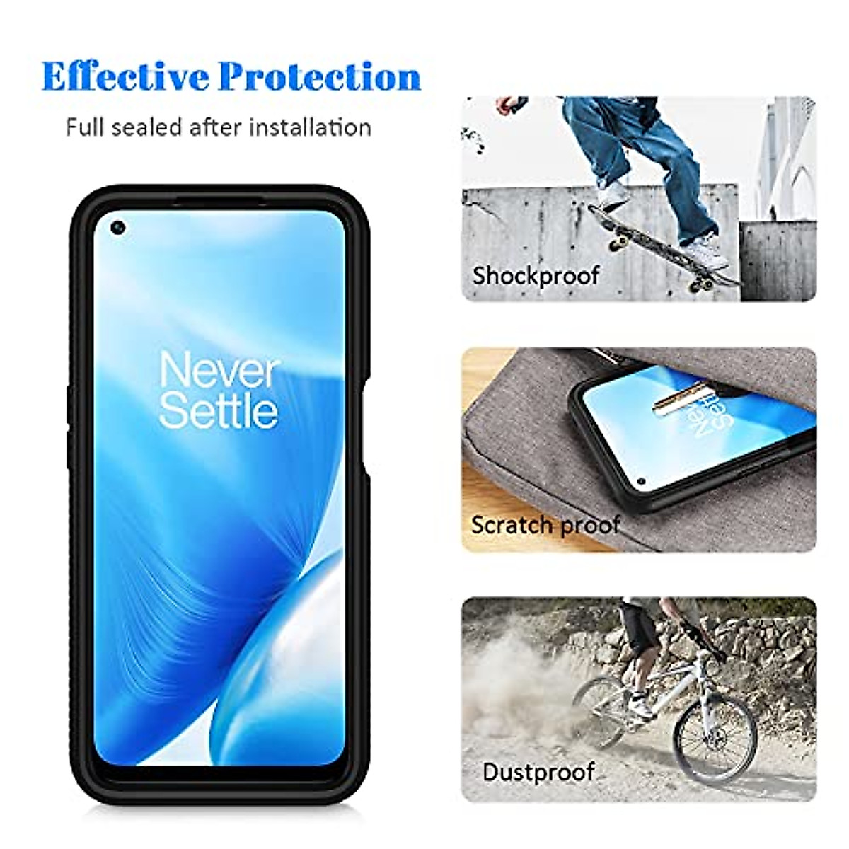 seacosmo Magnetic Case for Oneplus N200, Screen Protector and Camera Lens Protector, [Military Grade][Full Body Protection], for Oneplus N200 Case, Black