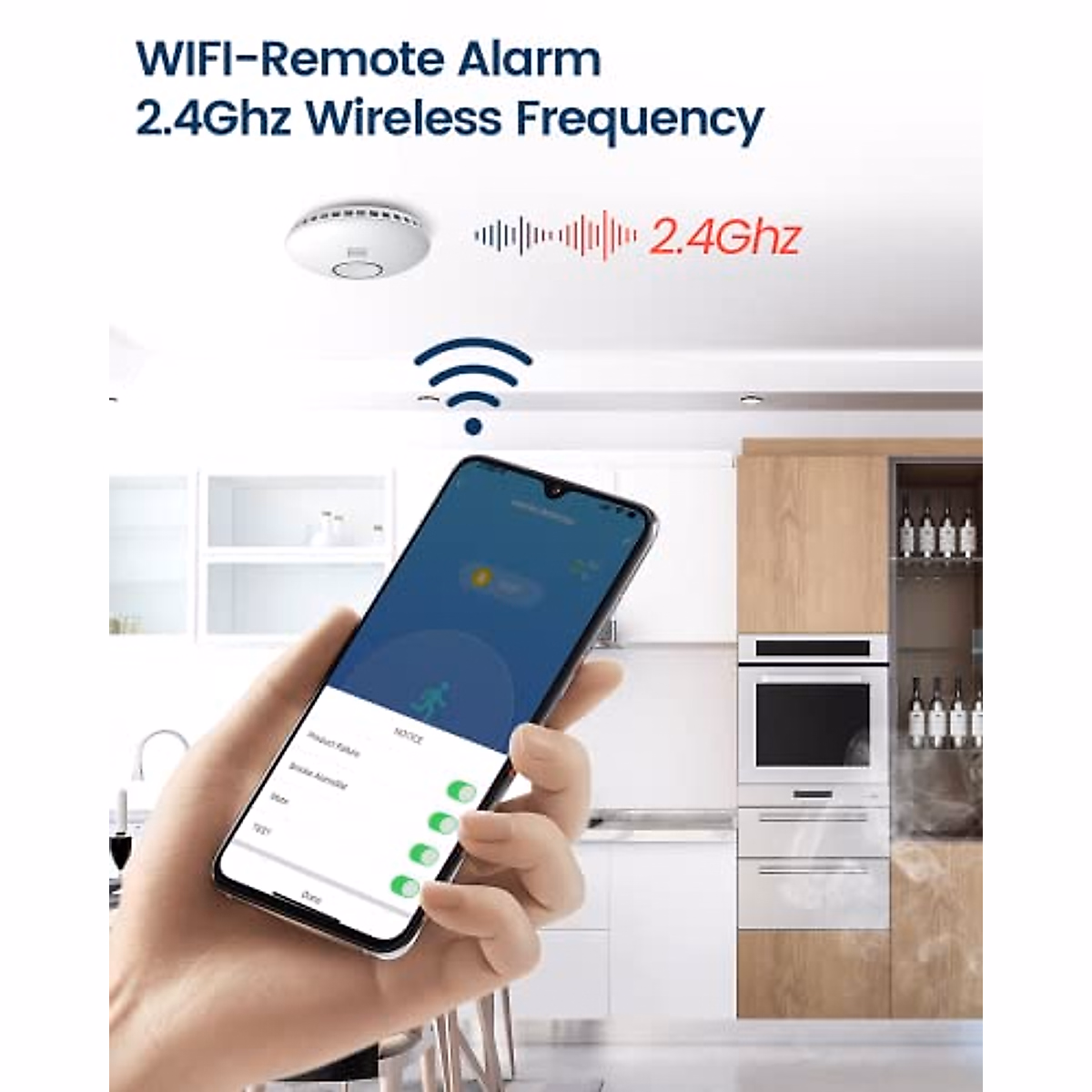 Ecoey WiFi Smoke Detector, WiFi Smoke Alarm with Photoelectric Technology and LED, Smoke Alarm with Test&Silence Function and Low Battery Warning for Home (Not 5G), TUYA APP, FJ158D-H04, 2 Packs