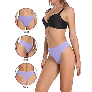 PSEFNAGX Women's High Waist Breathable Seamless Sport Ribbed Cotton Thong Panties Size 3XLarge