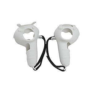 SINWEVR Touch Controller Grip Cover Compatible for Meta/Oculus Quest 2, Anti-Throw Handle Protecting Sleeve Quest 2 Accessories with Adjustable Knuckle Strap (White - Rabbit)