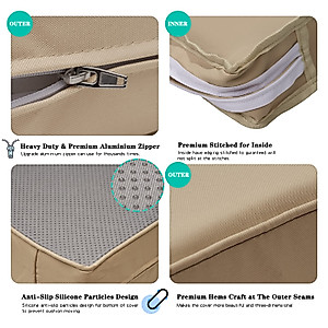 ClawsCover 14Pack Outdoor Seat Cushions Back Pillow Replacement Covers Fit for 5 Pieces 7-Seater Wicker Rattan Patio Conversation Set Sectional Couch Chairs Furniture,Khaki-Cover Only