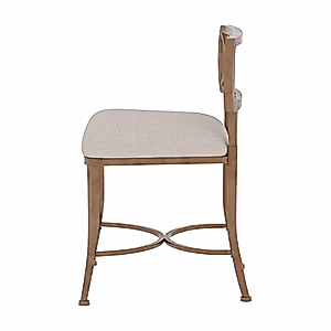 Hillsdale, Canal Street Metal Vanity Stool with Interlocking Oval Back Design for Makeup Room or Bathroom, Golden Bronze