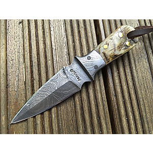 Perkin Handmade Knife - Damascus Steel Hunting Knife - Neck Knife