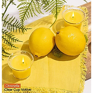 HYOOLA Clear Cup Scented Votive Candles - Citronella - 12 Hour Burn Time - 4 Pack - European Made