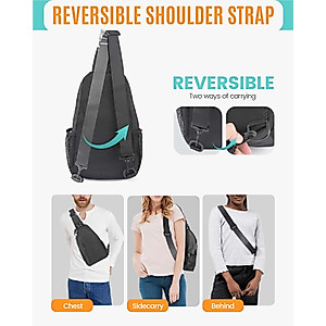Crossbody Sling Bag for Women & Men, Waterproof Sling Backpack with USB Charging Port, Lightweight Shoulder Chest Bag for Hiking, Travel (Black)
