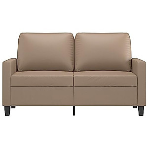 GOLINPEILO Modern Loveseat Sofa Couch 2-Seater Sofa, Small Upholstered Sofa for Bedroom, Apartment, Office,Small Spaces, Cappuccino 54.3"x30.3"x31.5" Faux Leather -AA