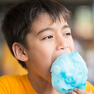 Nostalgia Kool-Aid Flossing Party Kit (3-Pack) | Blue Raspberry, Strawberry, Tropical Punch | 3 16oz Bottles of Cotton Candy Sugar Mix | 96 Small to Medium Cone Servings, 16 Ounces