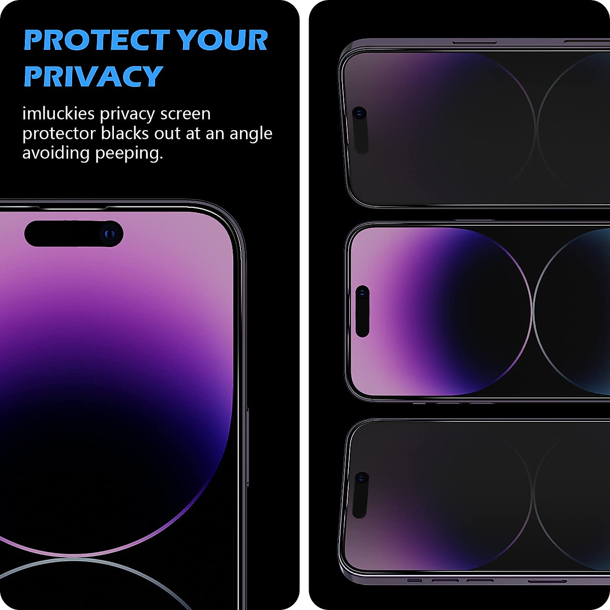 imluckies [2 Pack Matte Privacy Screen Protector for iPhone 14 Pro Max, Anti-Glare & Anti Fingerprint, Dynamic Island Compatible, Anti-Spy Private Tempered Glass Smooth Film, Easy Install 6.7"