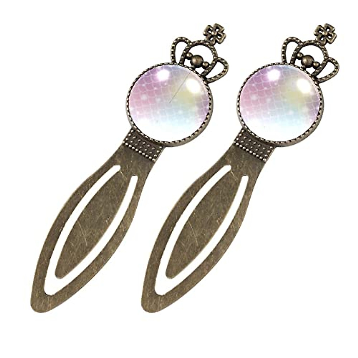 Mermaid Fish Scale Vintage Bookmark Gift Box Set for Students Teachers School Library Page Holder with Crystal Glass