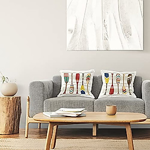 Stupell Industries Lake House Oars Various Patterned Boat Paddles Design by Elizabeth Tyndall Throw (Set of 2) Pillow, 18 x 18, Multi-Color