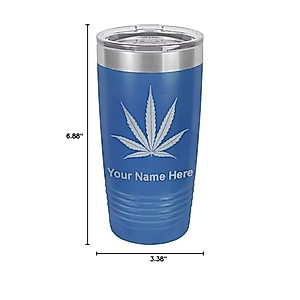 LaserGram 20oz Vacuum Insulated Tumbler Mug, Marijuana leaf, Personalized Engraving Included (Dark Blue)