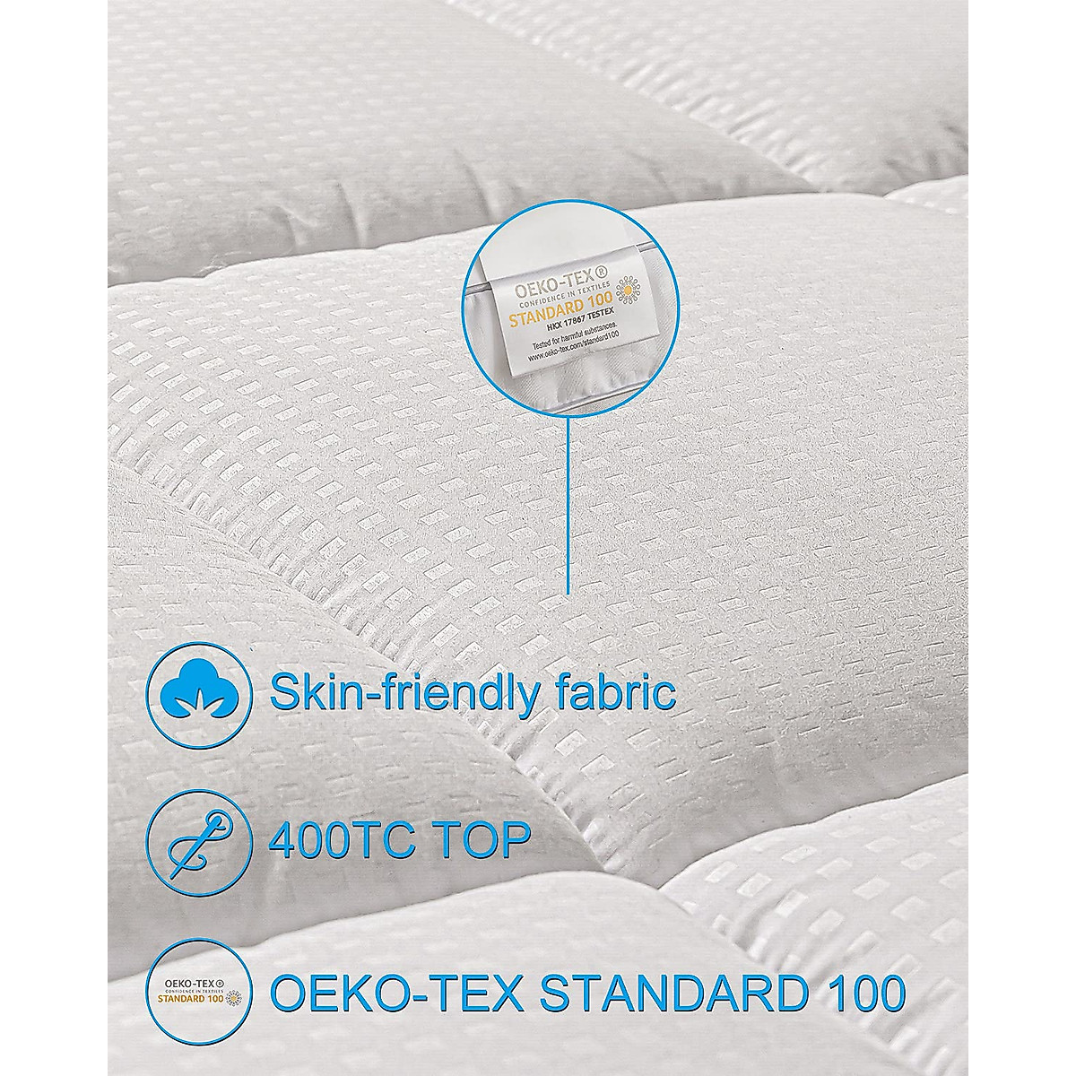 Sunsle Extra Thick Mattress Topper Full Size Mattress Pads Cover, Quilted Fitted Pillow Top with 700GSM Down Alternative Fill 18 Inch Deep Pocket, White Fluffy Bed Topper and Matress Protecter