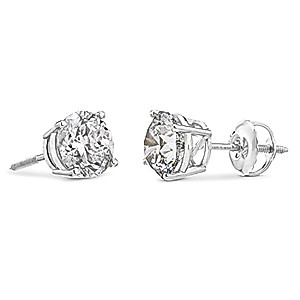 Amazon Essentials 14k White Gold Round-Cut Diamond Stud Earrings (1/3cttw, J-K Color, I2-I3 Clarity) (previously Amazon Collection)