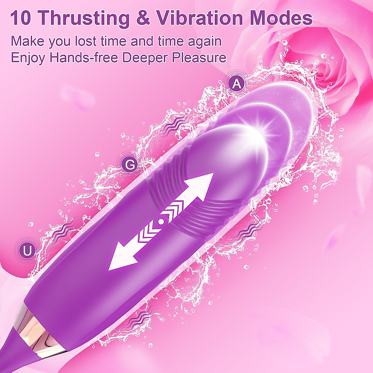 Rose Sex Toys Dildo Vibrator for Women - Adult Vibration Oral Sex Toy with 10 Thrusting & Vibrating Kiss Modes, G Spot Clitoris Nipple Vibrator Licker Stimulator for Couples Pleasure Female Sex Toys