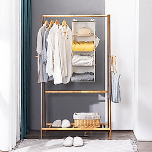 YOUDENOVA Hanging Closet Organizer, 4-Shelf Closet Hanging Storage Shelves, Beige