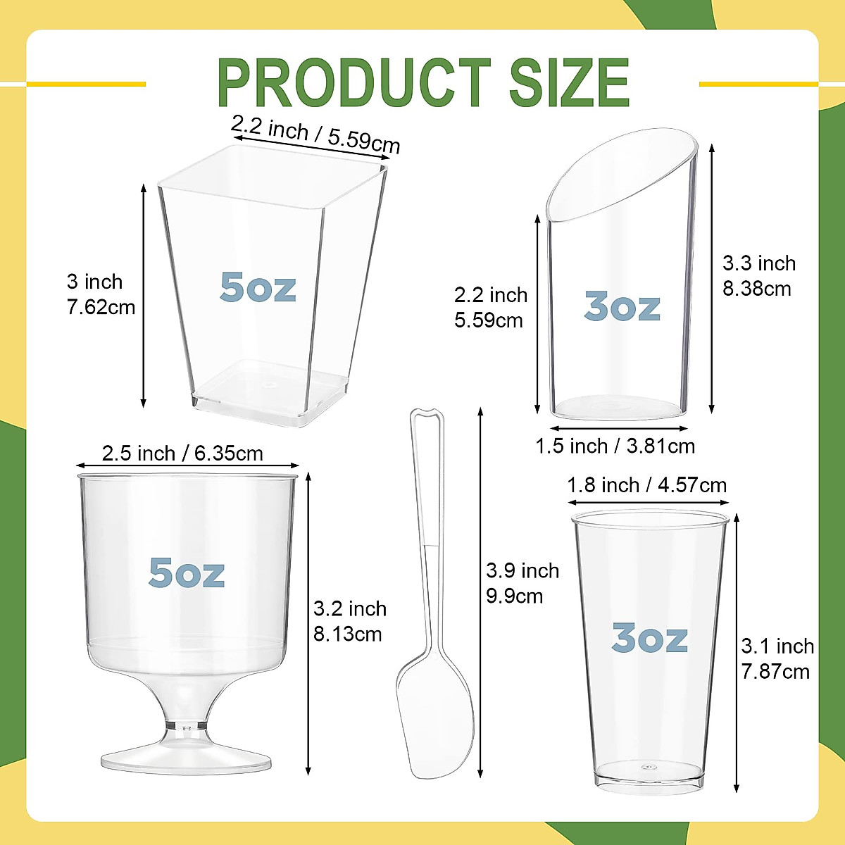 Nuenen 400 Pcs Mini Dessert Cups with Spoons Clear Plastic Small Yogurt Parfait Cups Disposable Tumbler Cups Appetizer Cups for Wedding Drinking Ice Cream Party Puddings Mousse