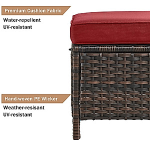 HUMMUH Patio Furniture 6 Pieces Outdoor Furniture Set PE Wicker Sofa with Swivel Rocking Chairs,Ottomans,Coffee Table