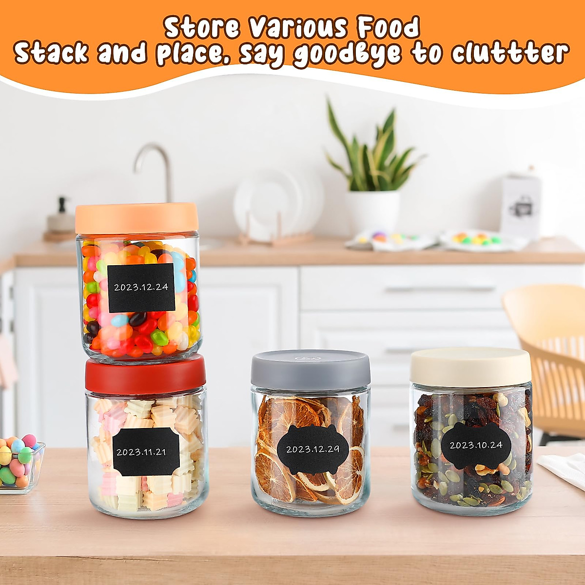 Hushee 12 Pcs 16 oz Overnight Oats Containers with Lids Wide Mouth Mason Jars Leak Proof Yogurt Containers with Lids Meal Containers for Parfait Fruit Salad Dressing Beans Sugar Storage Supplies