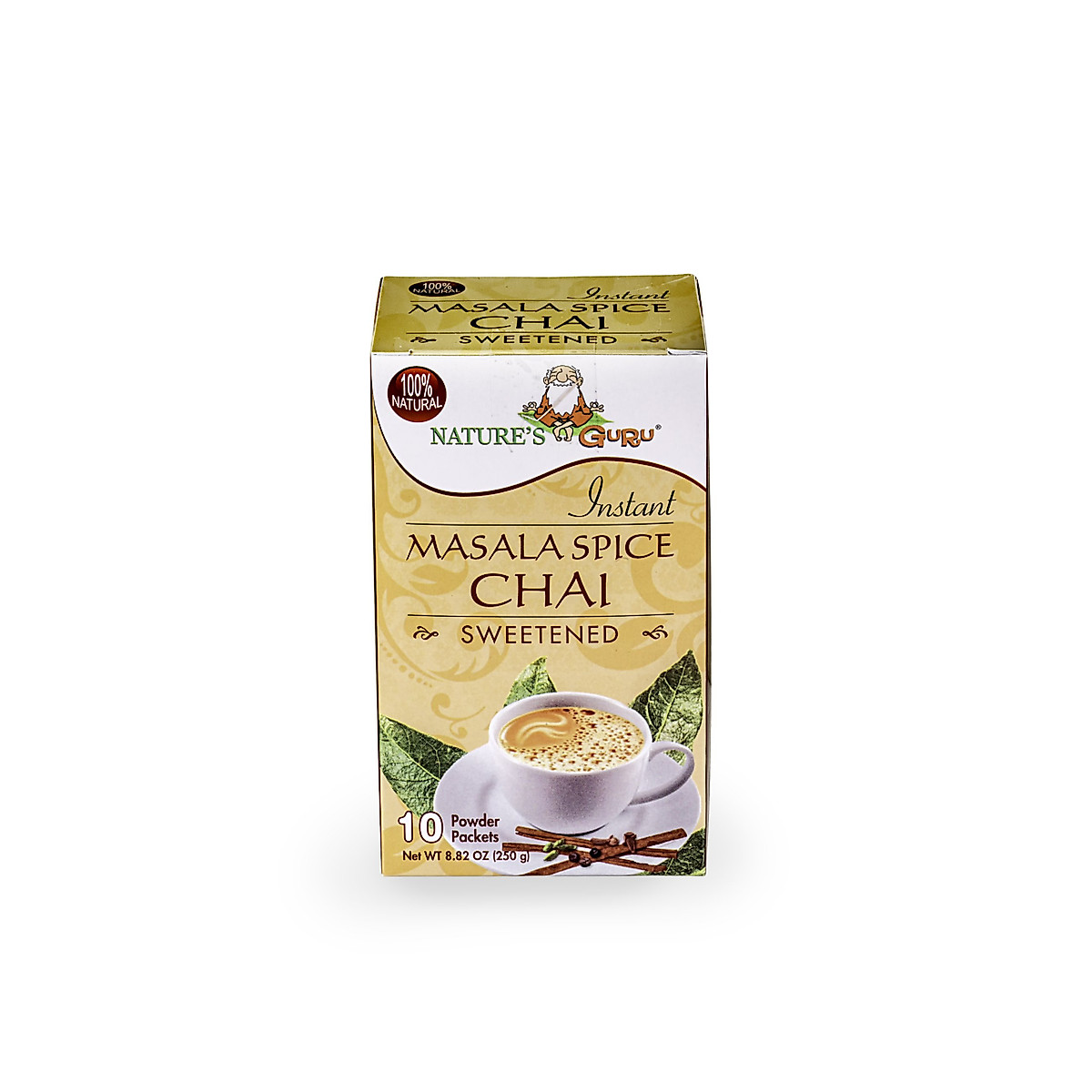 Nature's Guru Instant Masala Spice Chai Tea Drink Mix Sweetened Single Serve On-the-Go Drink Packets, 10 Count (Pack of 4)