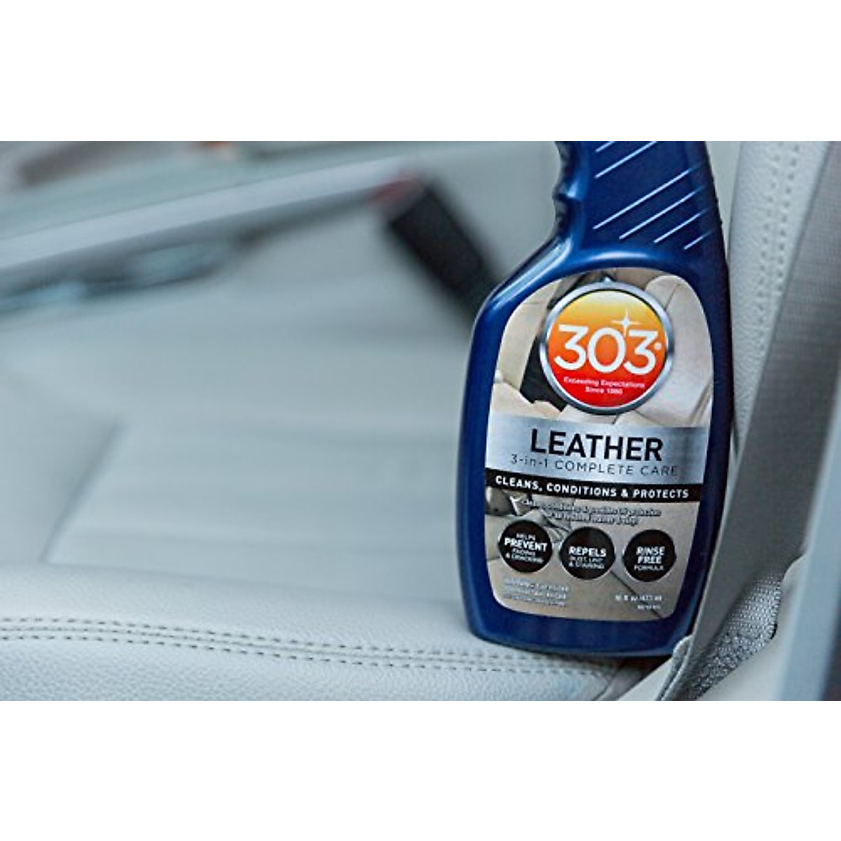 303 Leather 3-In-1 Complete Care - Cleans, Conditions, & Protects - Helps Prevent Fading & Cracking - Rinse Free Formula - Repels Dust, Lint, & Staining, 16 fl. oz. (30218CSR) Packaging May Vary