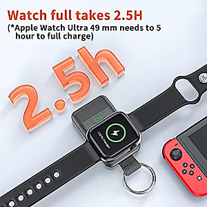 Portable Wireless Charger for Apple Watch,HUOTO【Upgraded Version】 iWatch Charger 1400mAh Smart Keychain Power Bank,Portable Magnetic iWatch Charger for Apple Watch Series 8/UItra/7/6/SE/5/4/3/2/1