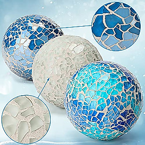 DomeStar Decorative Ball Set, 6PCS 2.4 Inches Mosaic Glass Orbs Centerpiece Balls Glass Balls