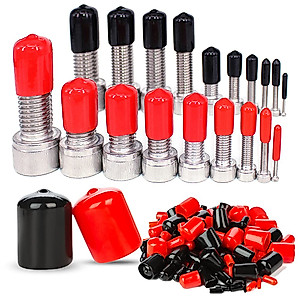 200PCS Rubber Caps Bolt Screw Cap Covers, Bolt Covers Caps Rubber End Caps Vacuum Caps, Bolt Screw Cover Rubber Nipple Cap Rubber Tip in 10 Sizes from 2/25 to 4/5" for Protecting Pipe Post Tubing Rod