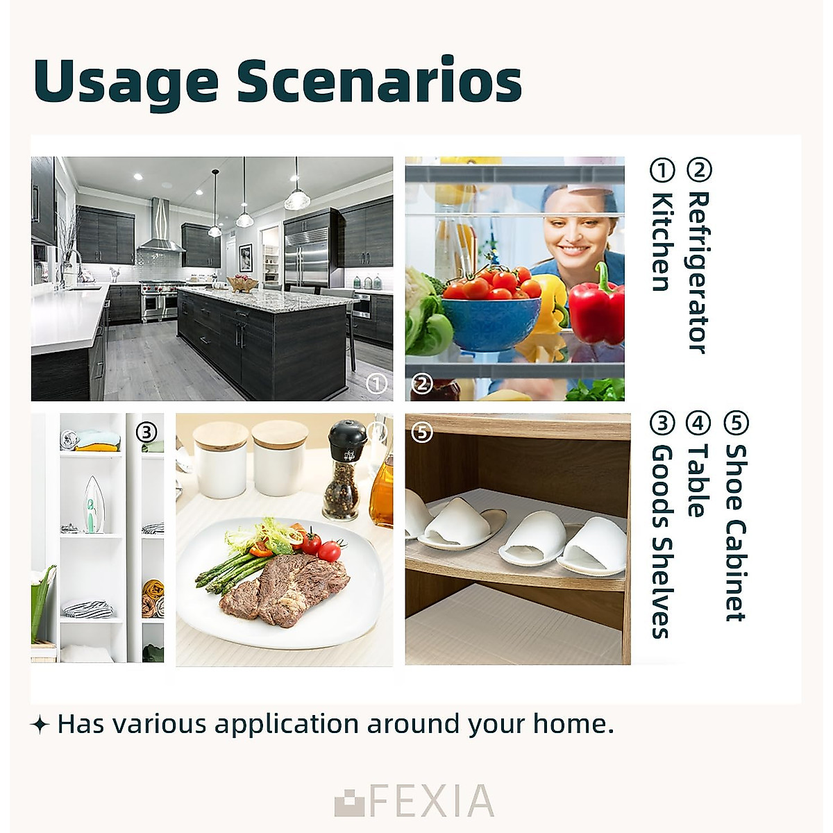 FEXIA Shelf Liner for Kitchen Cabinets, 12 Inch x 25 FT, Non Adhesive Drawer Liner, Refrigerator Liners, Washable Oil-Proof Fridge Pads Shelves Drawer, Cabinet Mat for Shelves (Clear)