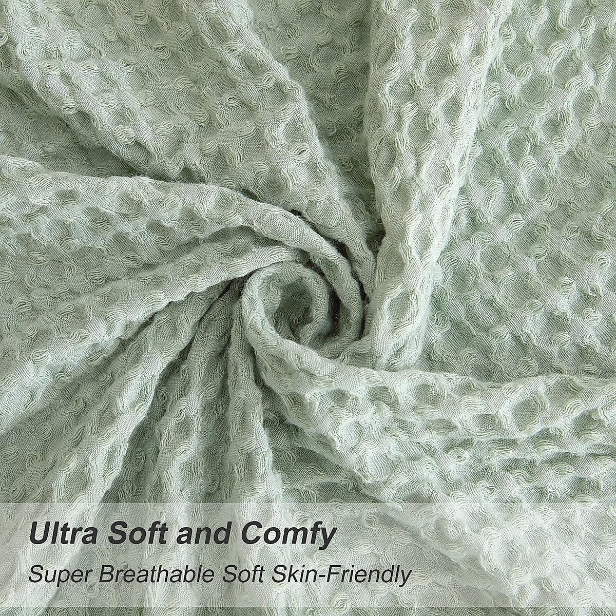 PHF Ultra Soft Waffle Weave Pillowcases Standard Size 20" x 26" 2 Pack, No Insert, Breathable Skin-Friendly Pillow Shams, Decorative Waffle Weave Pillow Case Covers, Sage Green