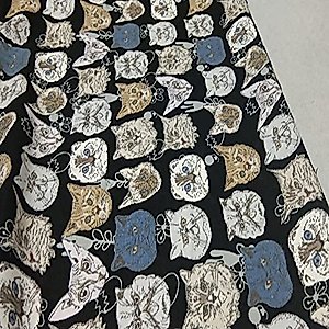 PUMCRAFT Sewing Fabric 100% Cotton Tough & Thick 45x55cm Vivid Cats Printed Cotton Canvas Fabric Animal Fabric Patchwork Cloth Dress Home Decor - 45cm - 55cm Fabric Patchwork Craft
