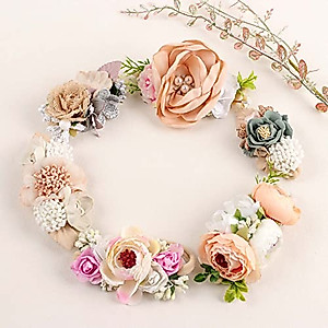 PABOBIT 6PCS Baby Girl Flower Nylon Headband-Elastic Hair Band Handmade Bow For Newborn Infant Toddler (Flowers-1, L)