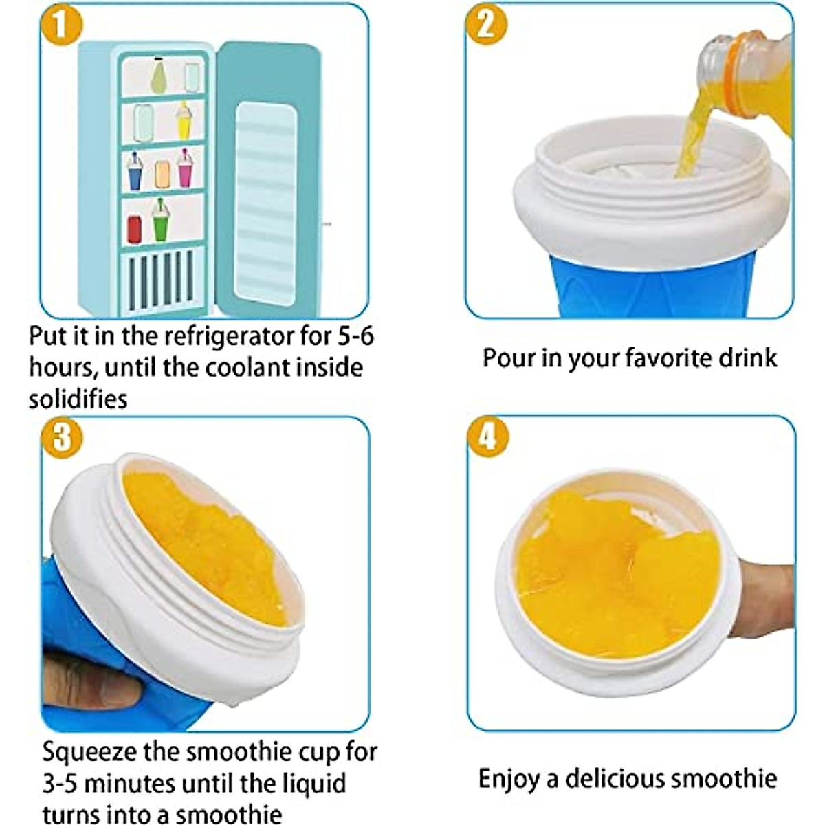 cdbz Slushy Cup Slushie Cups,Slushie Machine Slushy Maker Cup,Slushie Cup Maker Squeeze Slushy Machines,Frozen Magic Slushy Cup 2 Pack, Ice Cream Maker Cool Stuff for Juices and Drinks(Blue+Green)